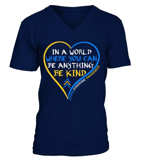 World Down Syndrome Day 2023 Be Kind Down Syndrome V-Neck T-shirt - Designed by Little Bitty